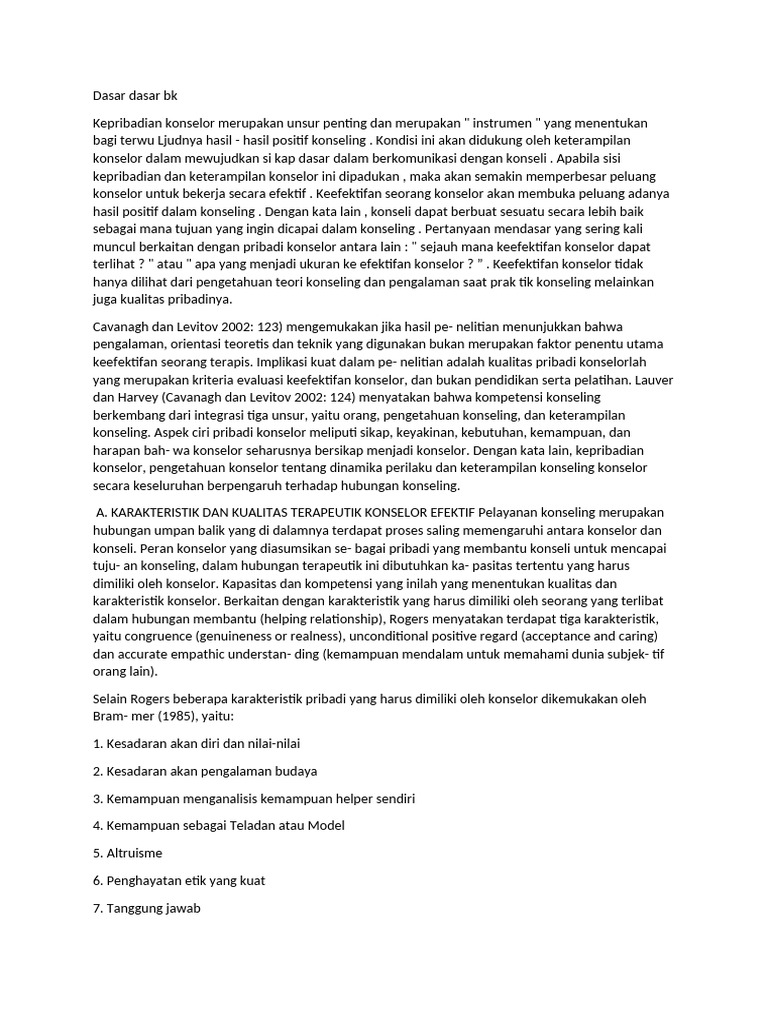 Dasar Dasar BK | PDF