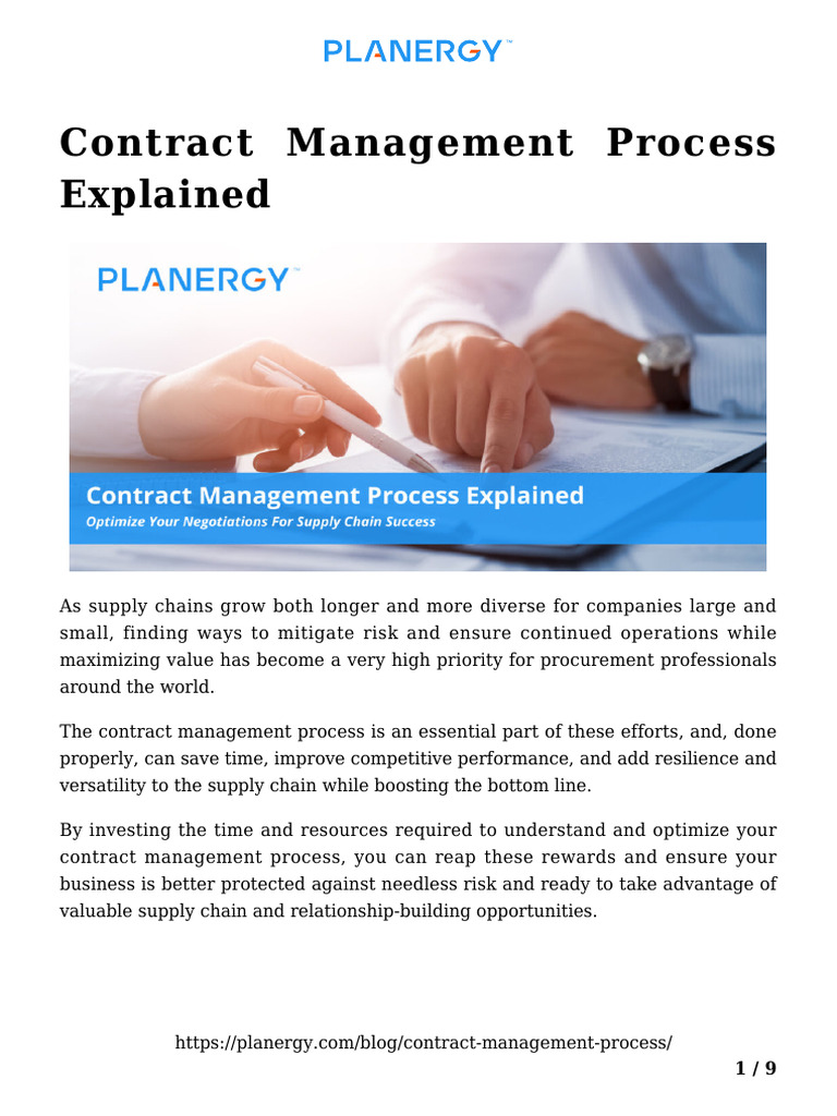 Contract Management Process | PDF