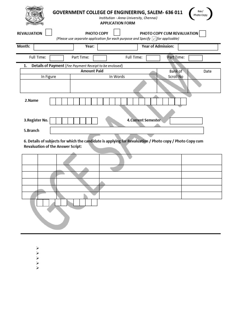 Revaluation Application Form | PDF