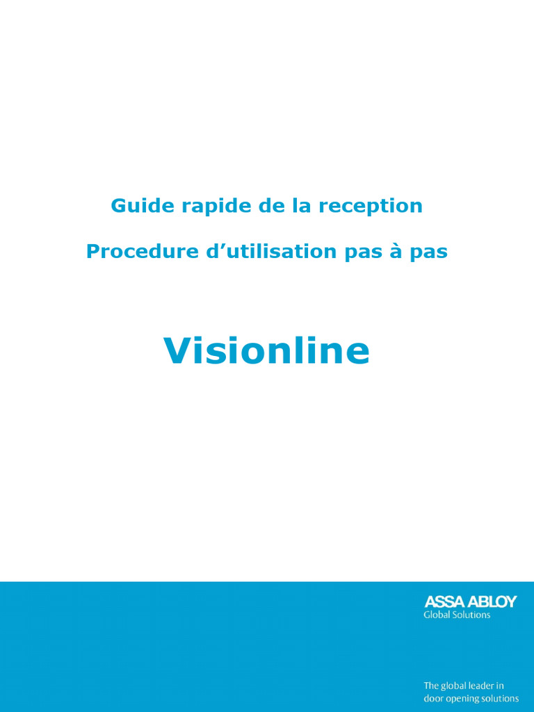 Guide Rapide Reception Visionline | PDF