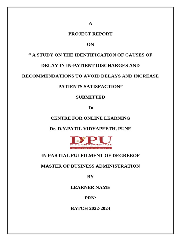 A Study On The Identification of Causes of Delay in In-Patient ...
