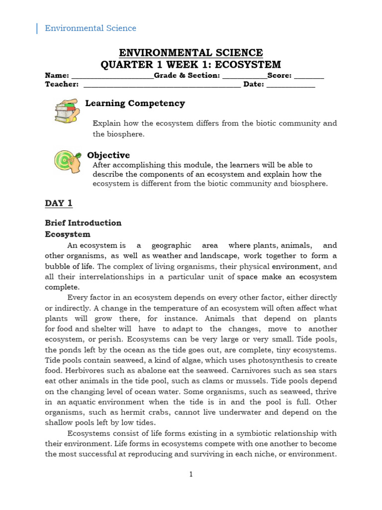 q1 w1 Envi-Sci Ecosystem | PDF