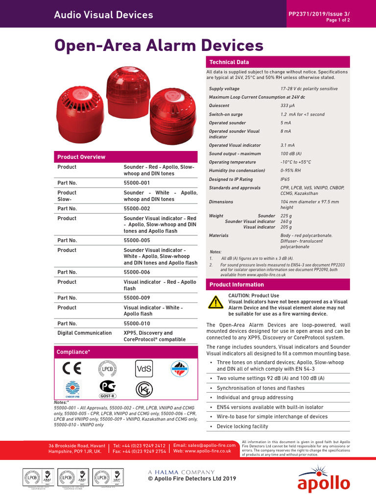 PP2371 Open-Area Alarm Devices | PDF