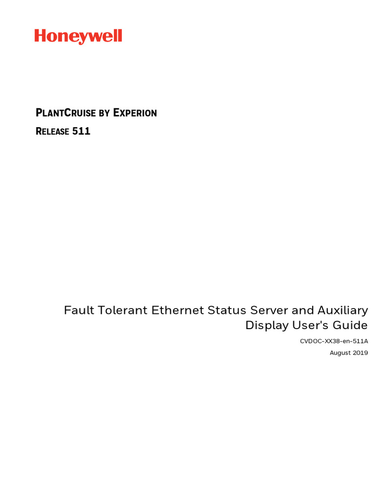 Fault Tolerant Ethernet Status Server and Auxiliary Display Users Guide CVDOC XX38 en 511A | PDF