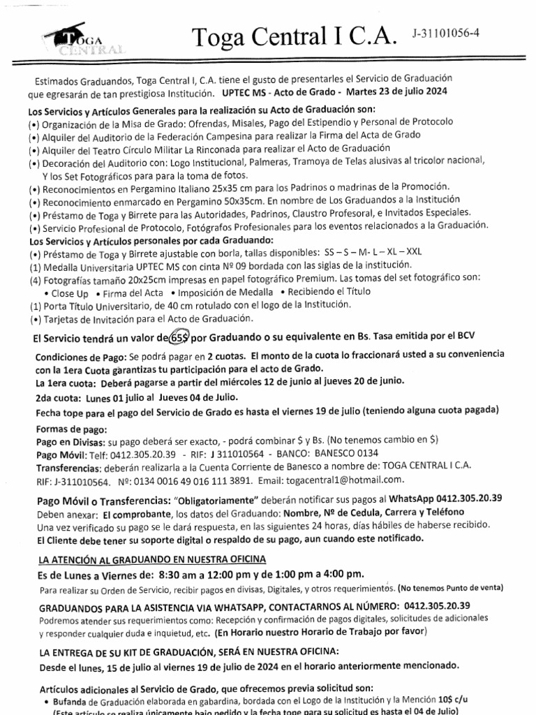 Toga Central I | PDF