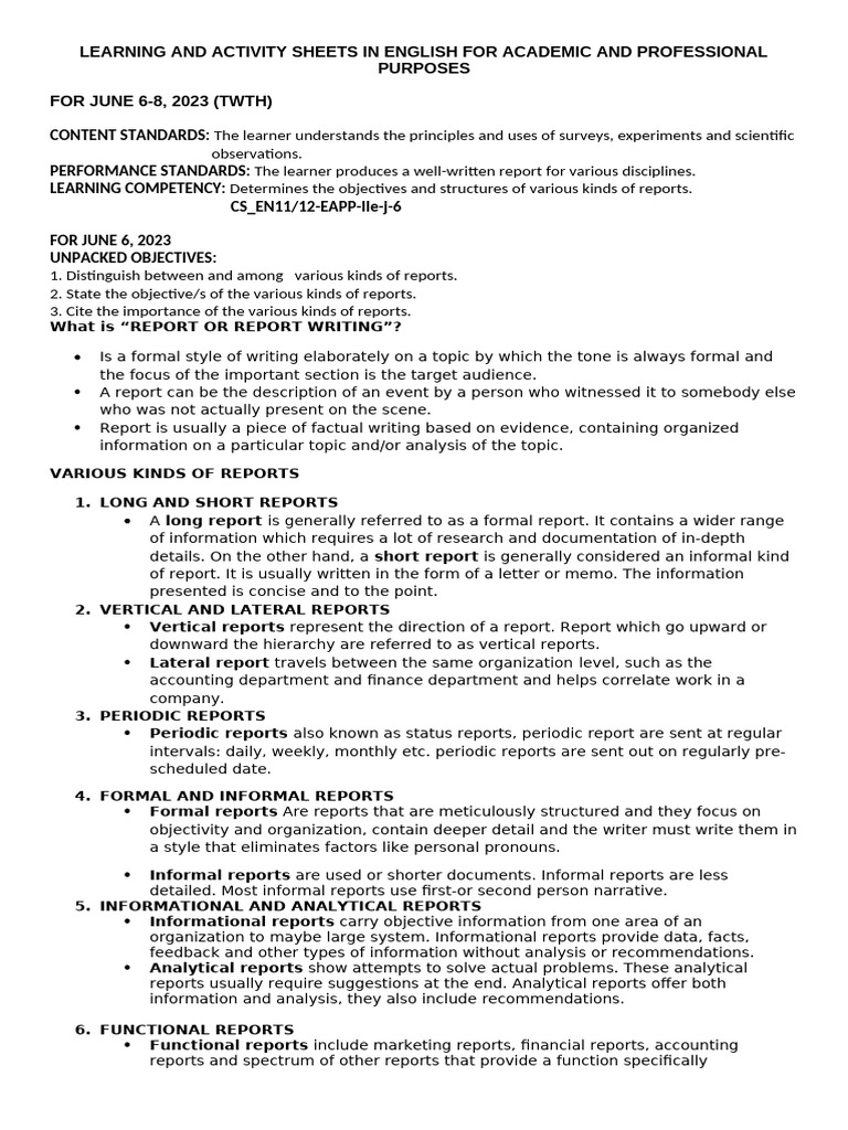 Eapp Activity Sheet June 5 9 1 | PDF