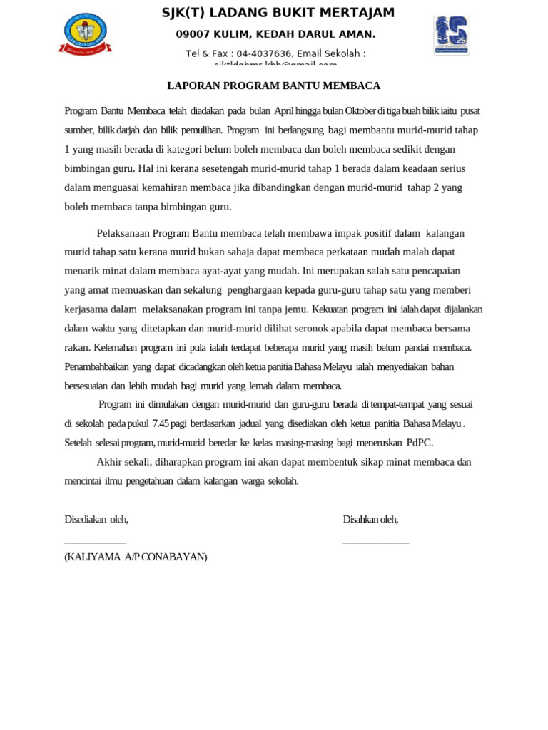 Laporan Program Bantu Membaca-Oct 2023 | PDF