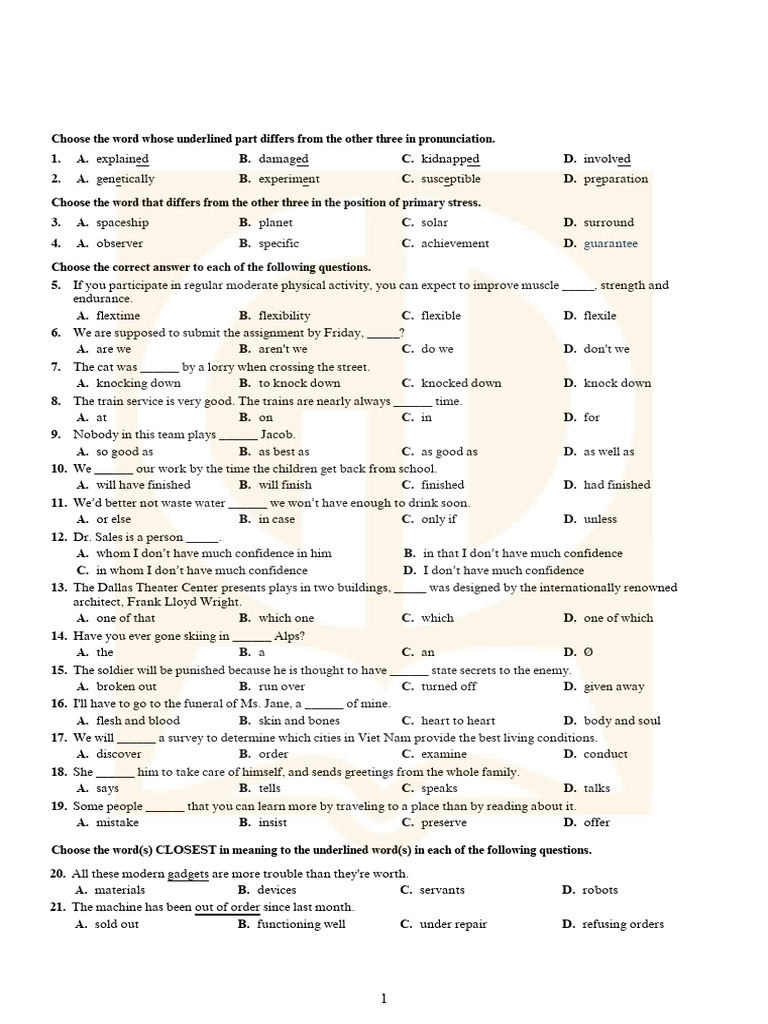 Practice Test 20 | PDF