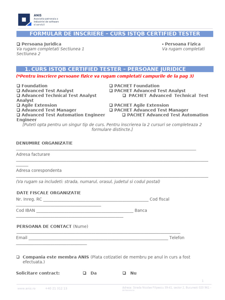 Formular-Inscriere ISTQB | PDF