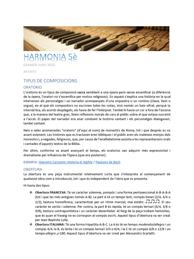 Teoria Examen Harmonia 5è | PDF