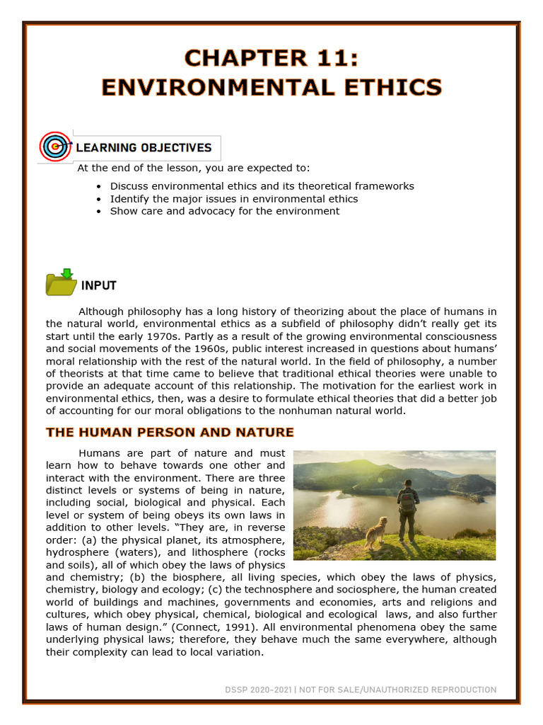 Chapter 11 Environmental Ethics | PDF | Environmental Ethics | Natural Environment