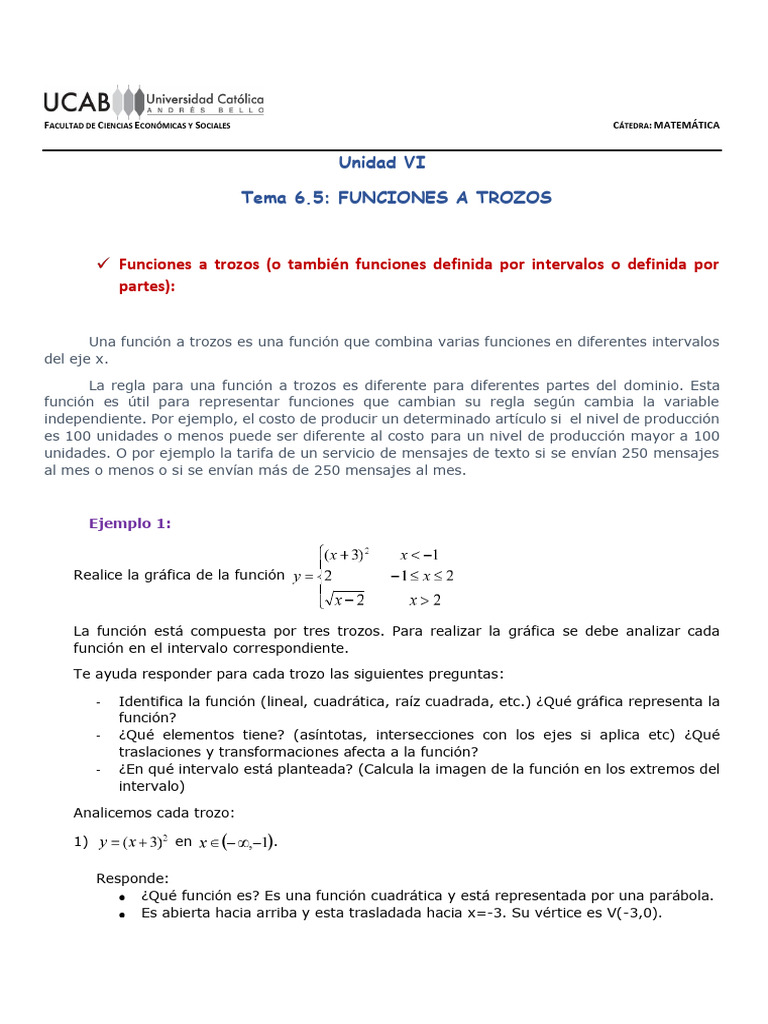 Funciones A Trozos | PDF