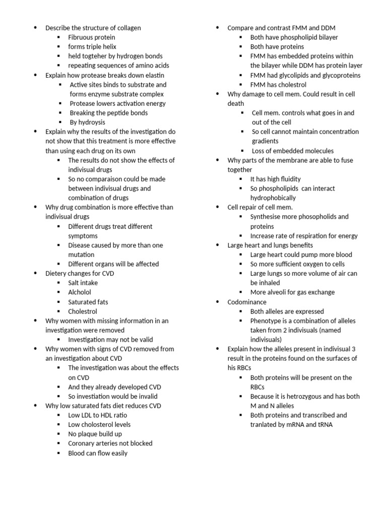 Biology Revison Notes U1 | PDF Biology Revison Notes U1 | PDF