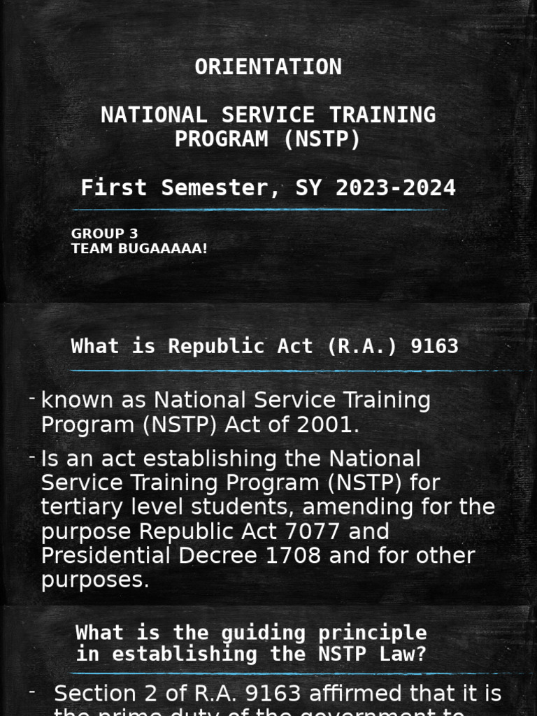 GROUP 3 IRR of Republic Act 9163 NSTP Act of 2001 | PDF