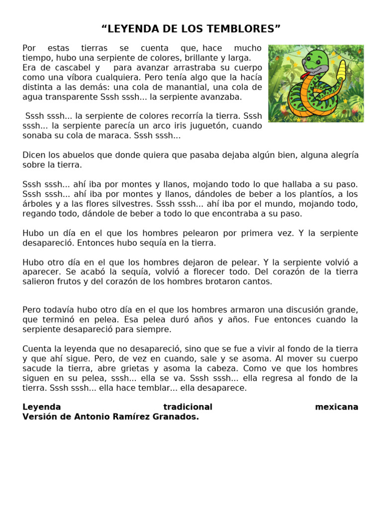RECURSO LEYENDA DE LOS TEMBLORES (2) | PDF