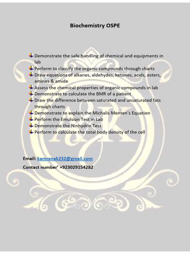 Biochemistry OSPE | PDF