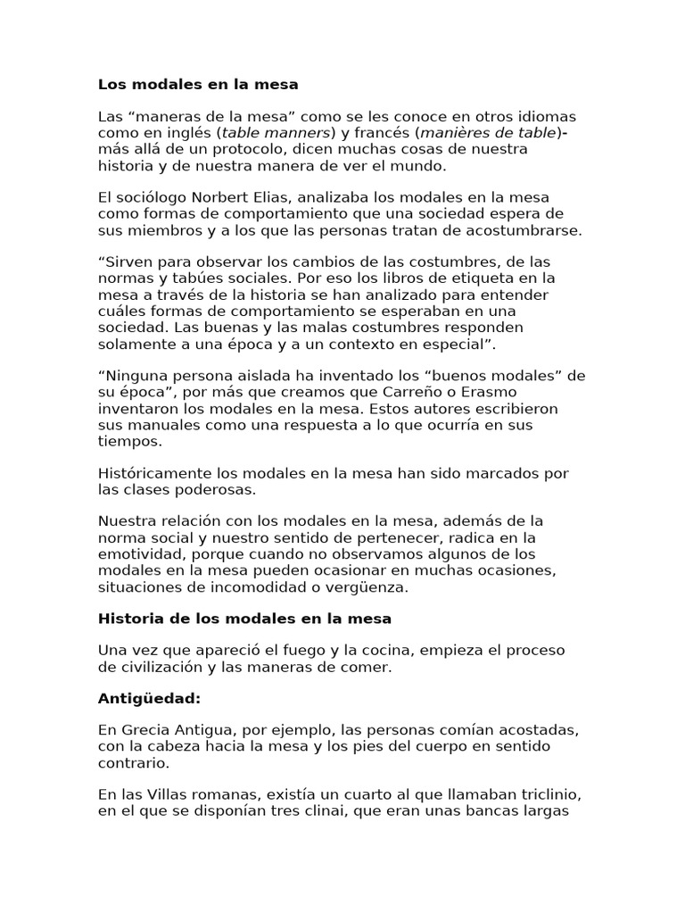 Los Modales en La Mesa Navarro | PDF