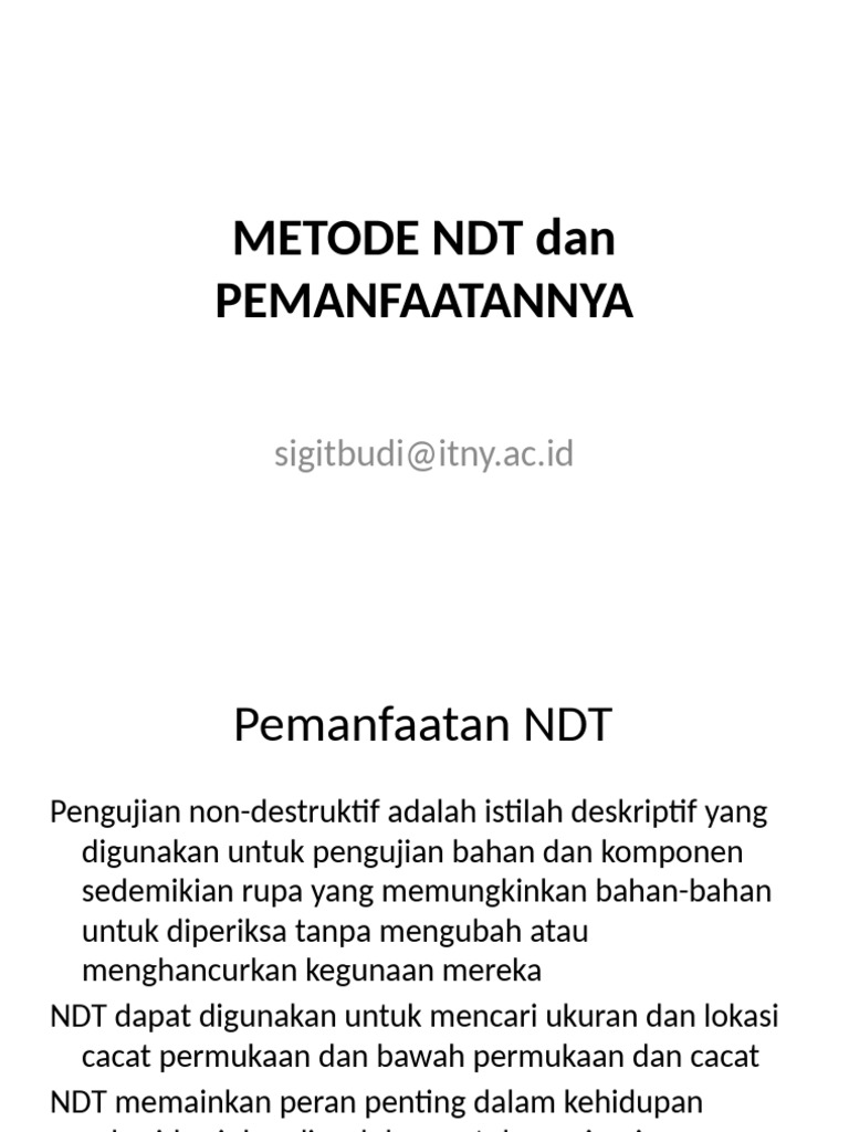 Materi Pertemuan Ke 5 Metode NDT Dan Pemanfaatannya | PDF