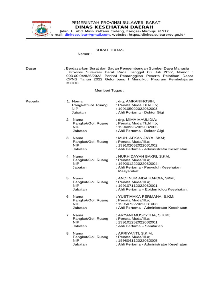 Surat Tugas MOOC | PDF