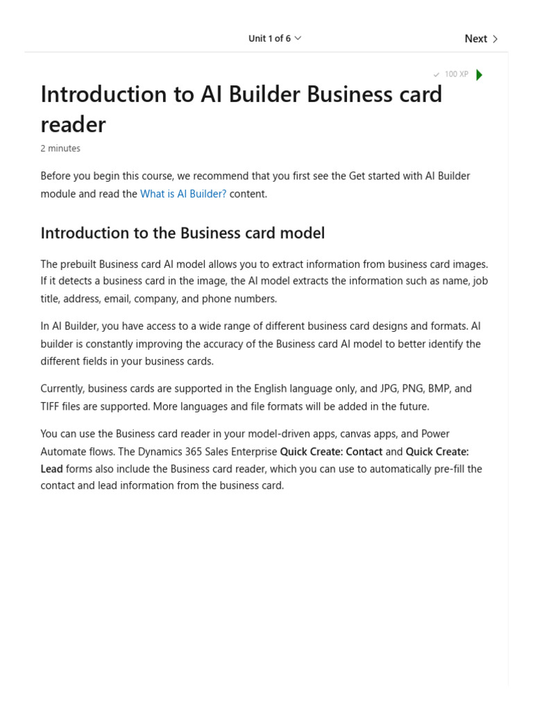 Extract Information From Business Cards With AI Builder | PDF