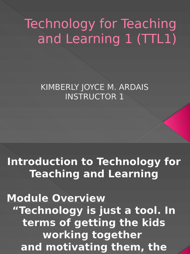 LESSON 1-Technology For Teaching and Learning 1 (TTL1 | PDF | World ...