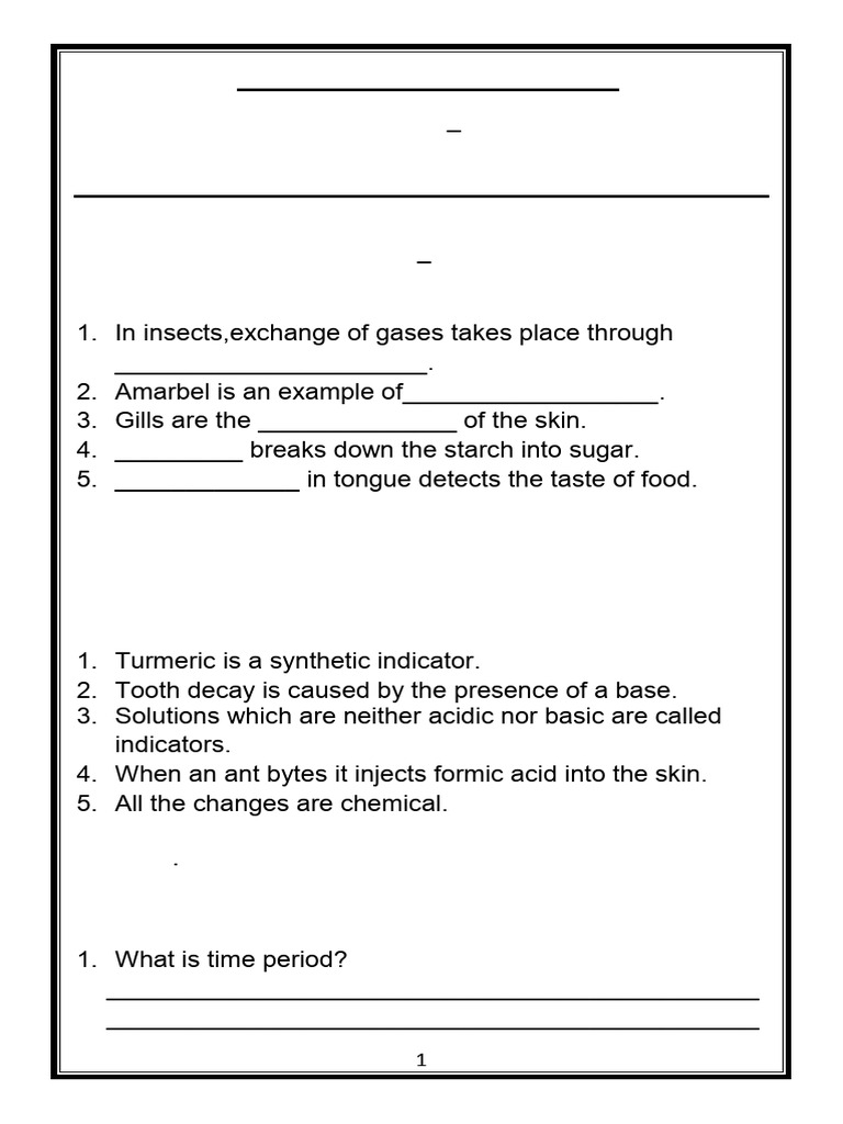 CBSE Class 8 Science Worksheet - Revision Sheet | PDF
