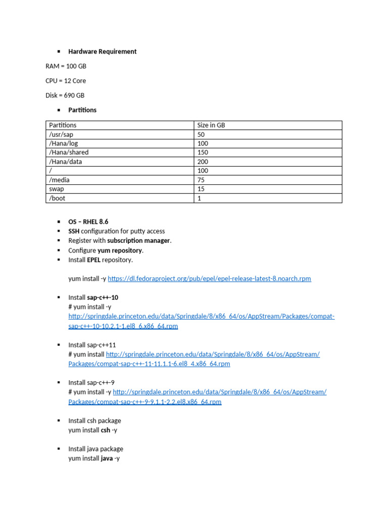 Hana Database Installation On Rhel | PDF