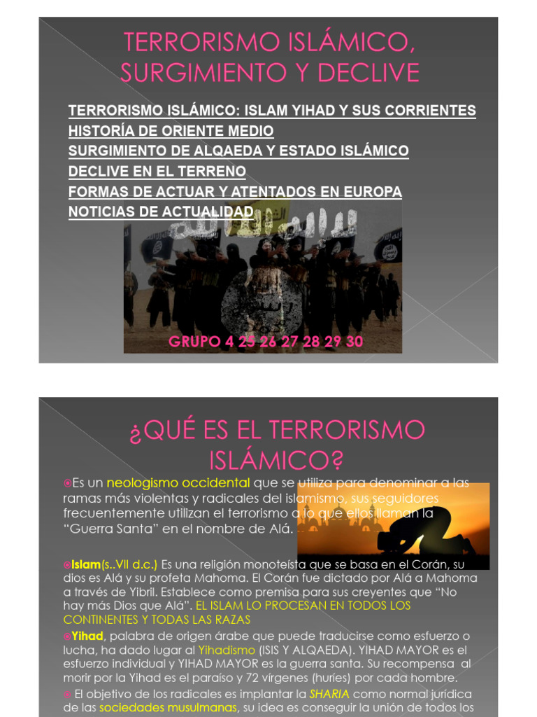 Terrorismo Islámico, Surgimiento y Declive Grupo 4 (25-30) Sección 41 | PDF