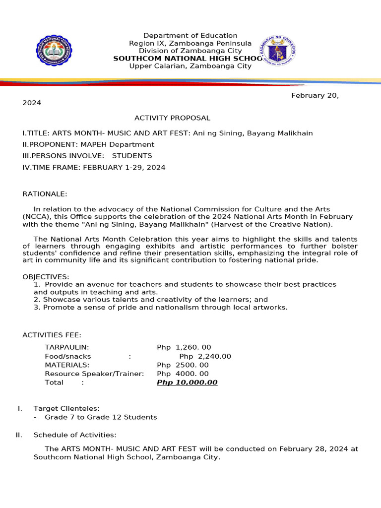 ARTS MONTH PROPOSAL | PDF