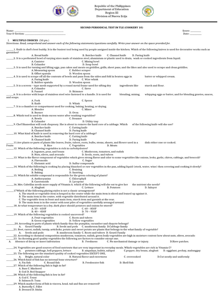2ND PT Cookery 10 | PDF | Stir Frying | Vegetables