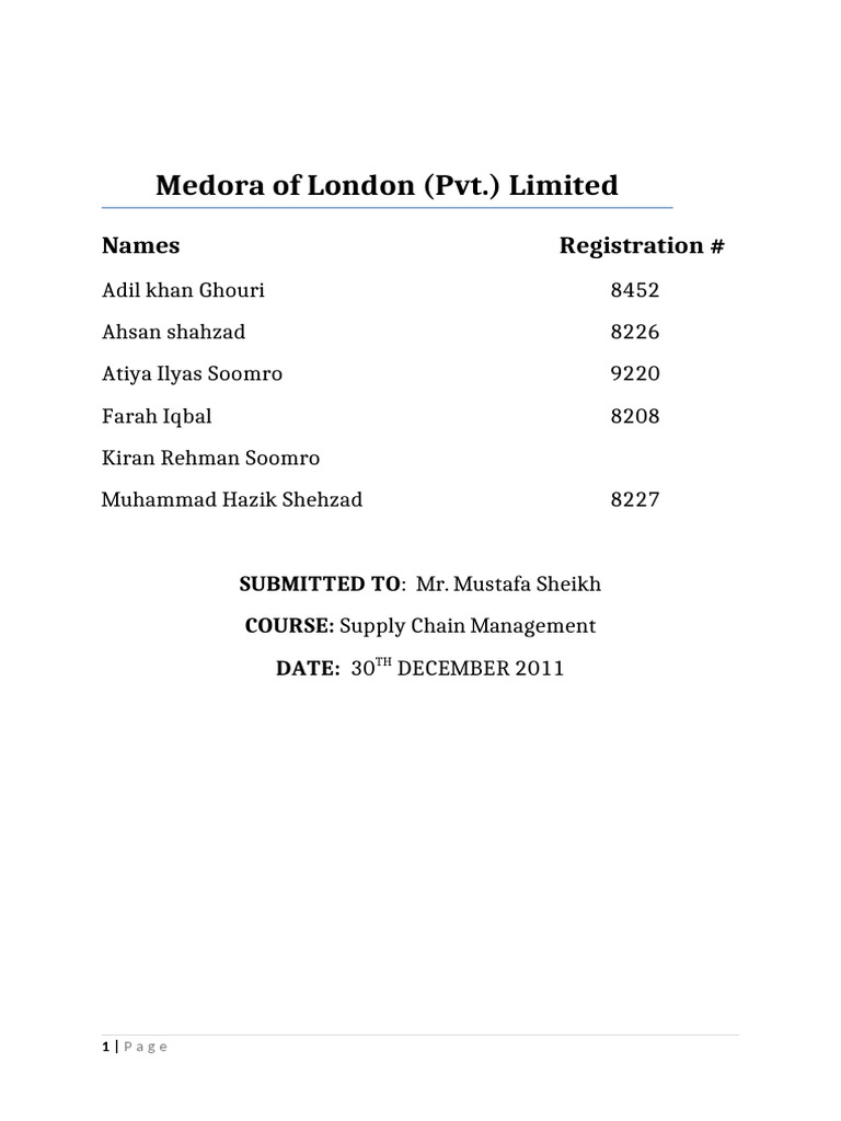 Final Report SCM(Medora) | PDF