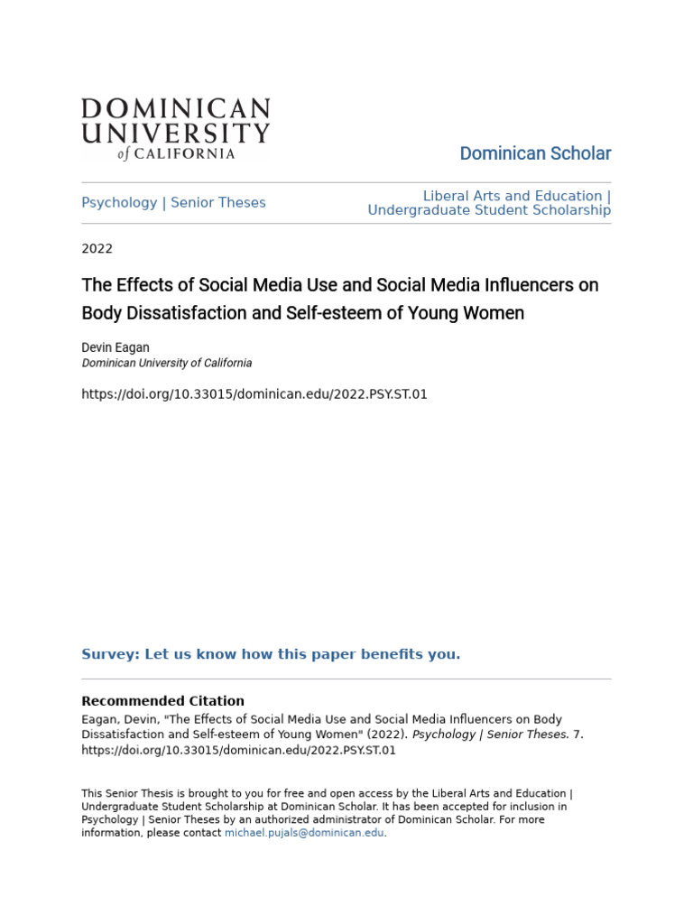 Social Media's Impact on Young Women's Self-Esteem | PDF | Body Image ...