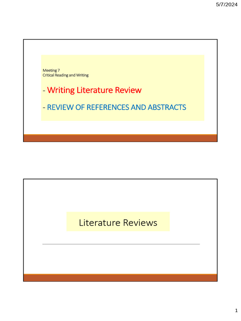 Week 7 - Writing Literature Review | PDF | Knowledge | Communication