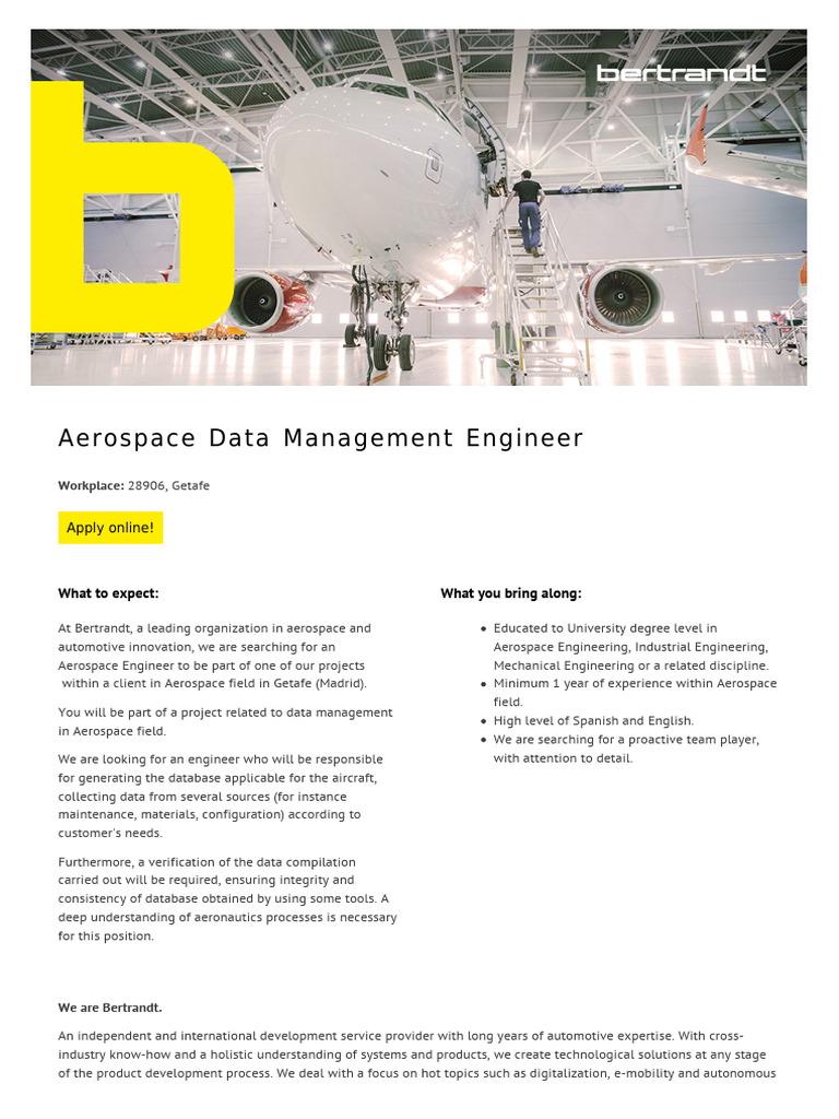 Aerospace Data Management Engineer | PDF | Engineering | Computers