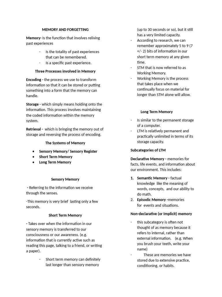 Memory and Forgetting Reviewer | PDF