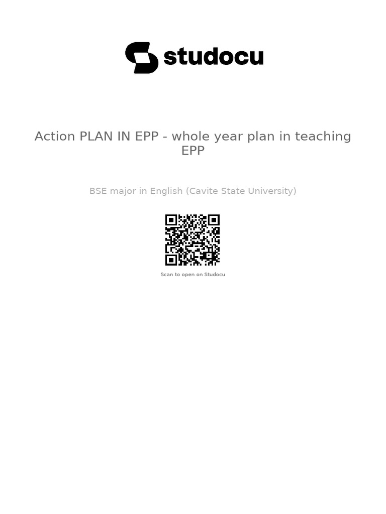 Action Plan in Epp Whole Year Plan in Teaching Epp | PDF