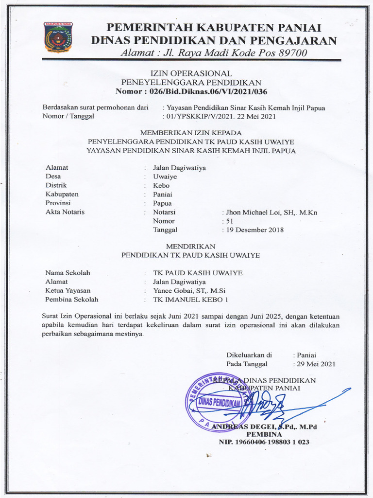 Surat Ijin Operasional | PDF