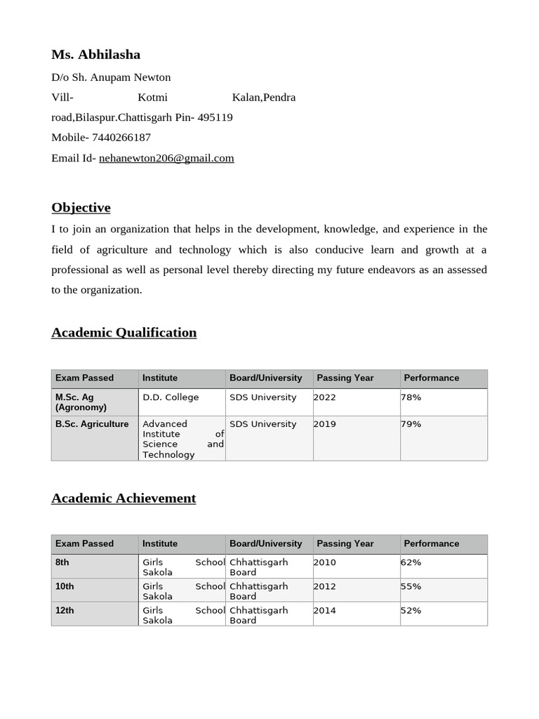 Abhilasha Resume PDF 1 | PDF