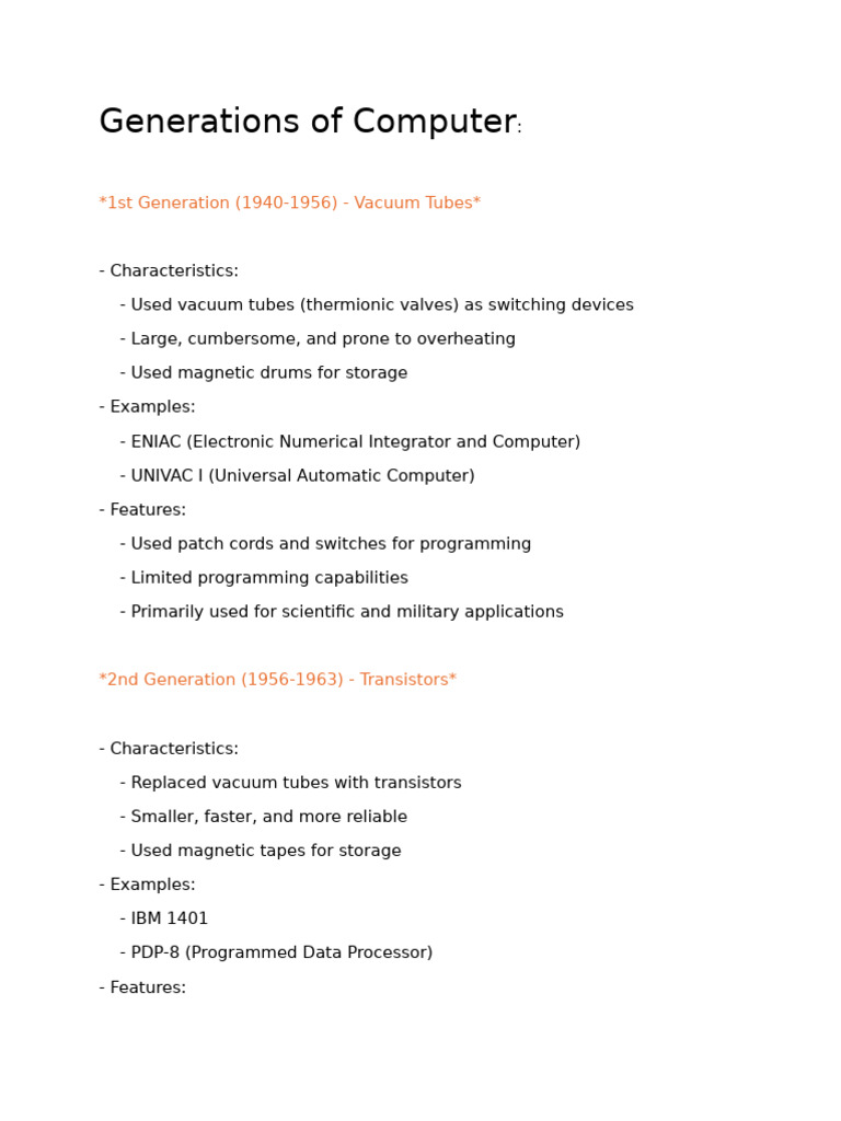 Generations of Computer | PDF