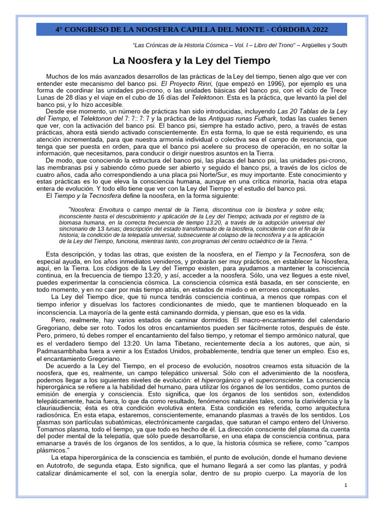 La Noosfera y La Ley Del Tiempo | PDF