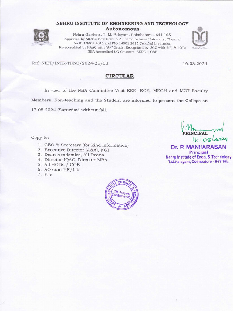 Circular - Working | PDF