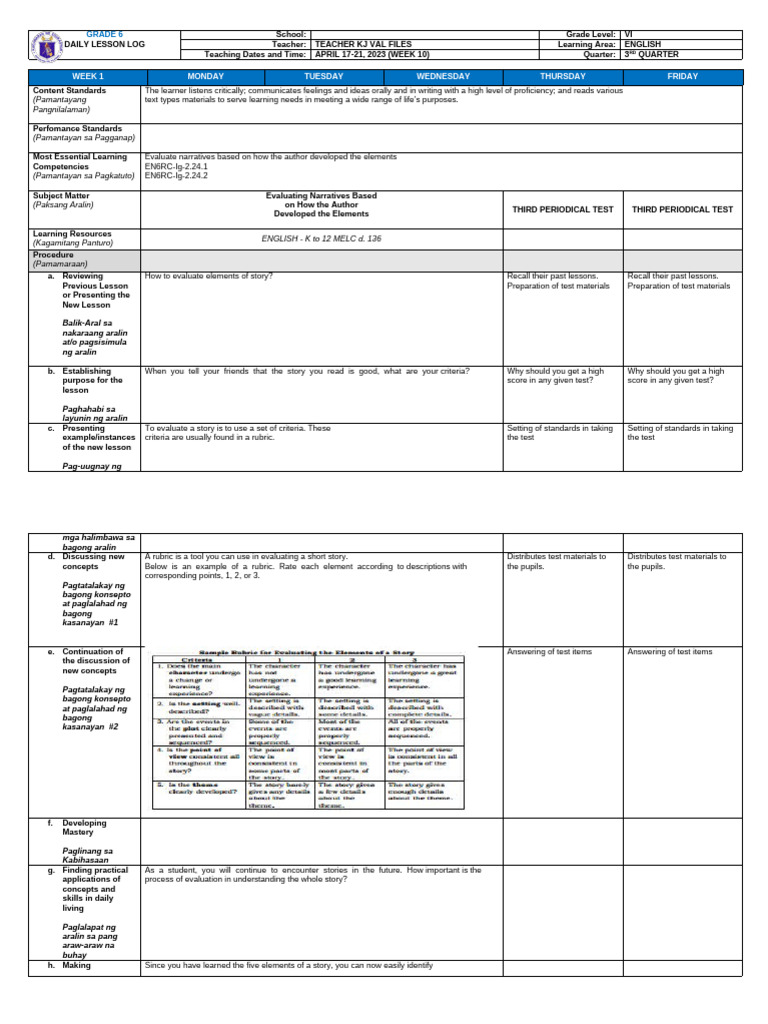 English6 Week10 | PDF