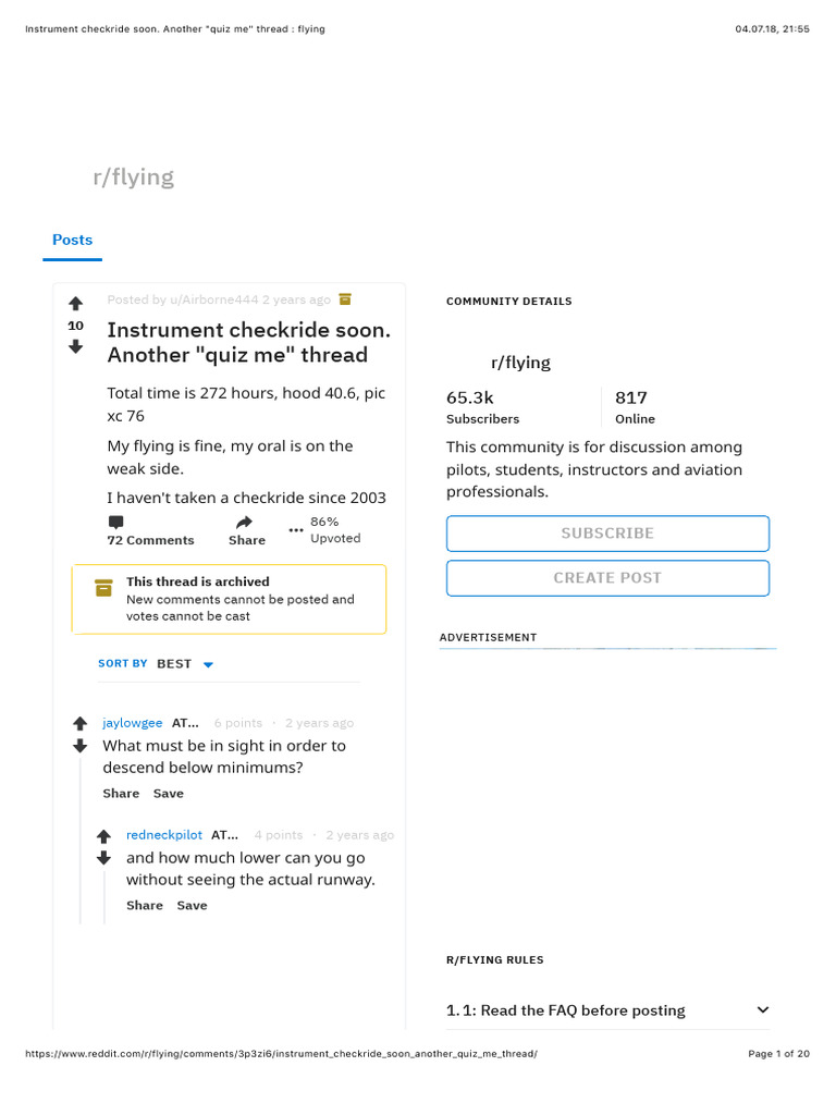 Instrument Checkride Soon. Another "Quiz Me" Thread: Flying | PDF | Aviation | Aviation Safety