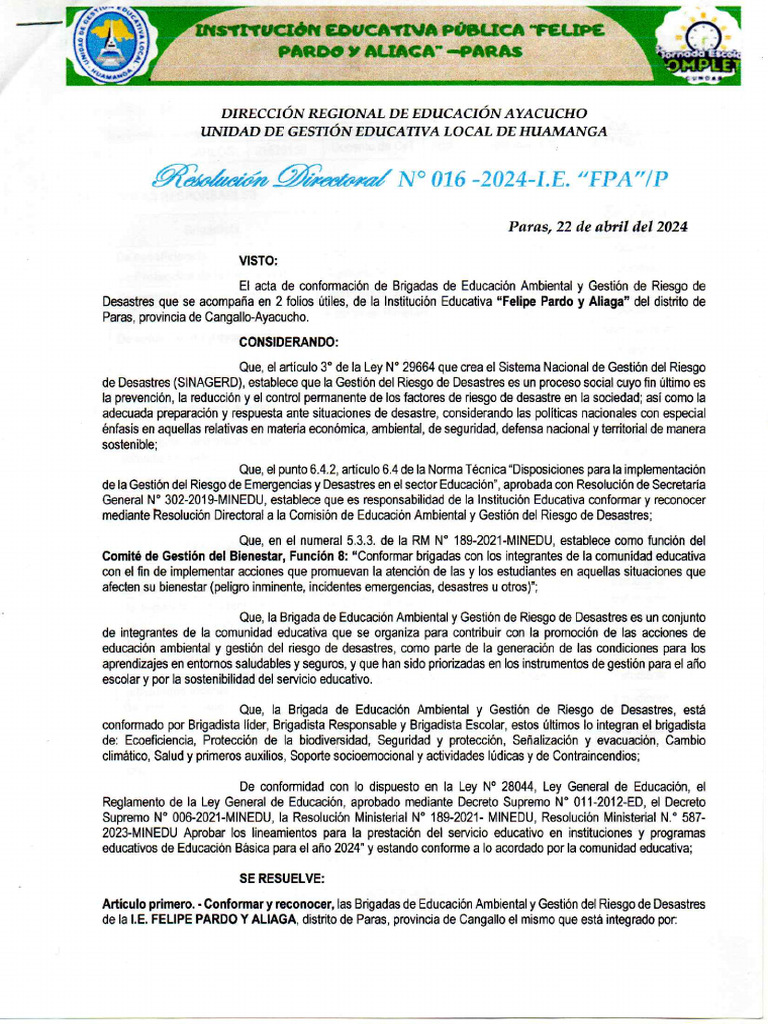 RD 016-2024 Brigadas | PDF