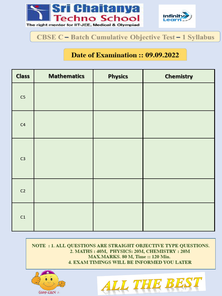 CBSE C - Batch COT - 1 Syllabus | PDF