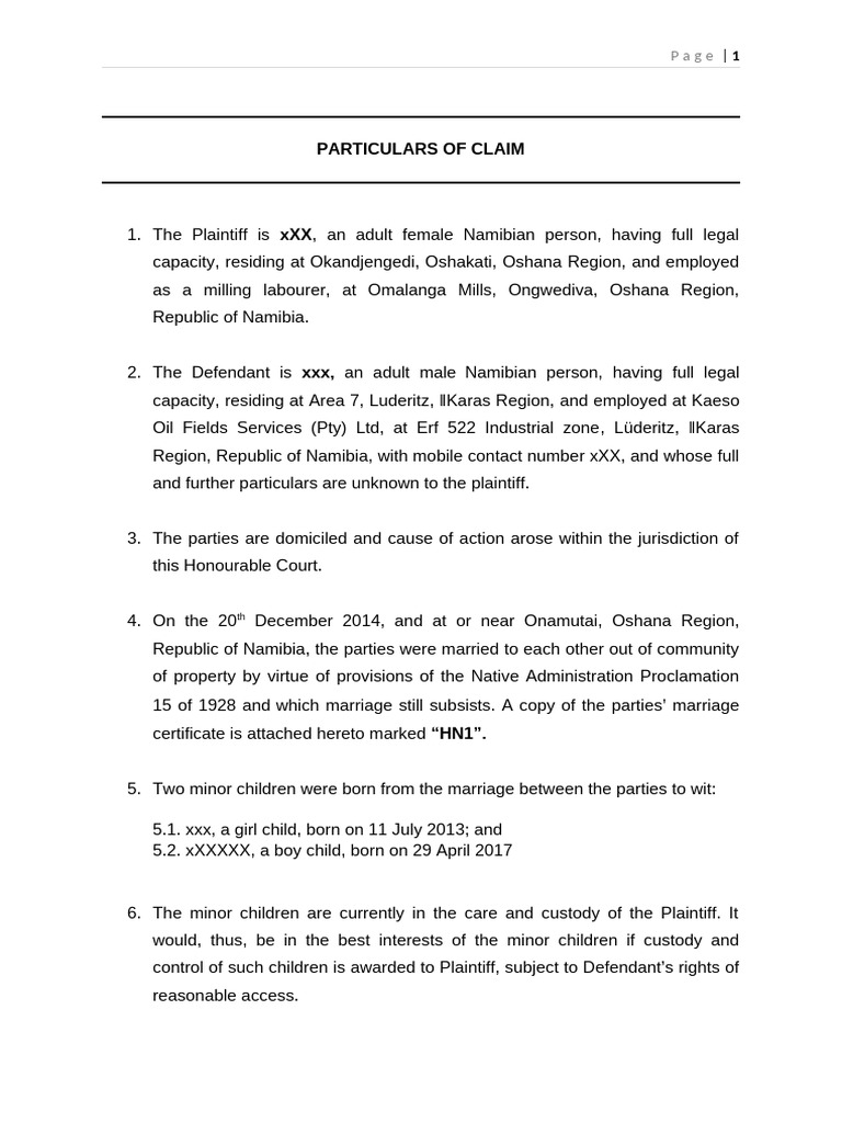 Particulars of Claim Maria-Gab | PDF