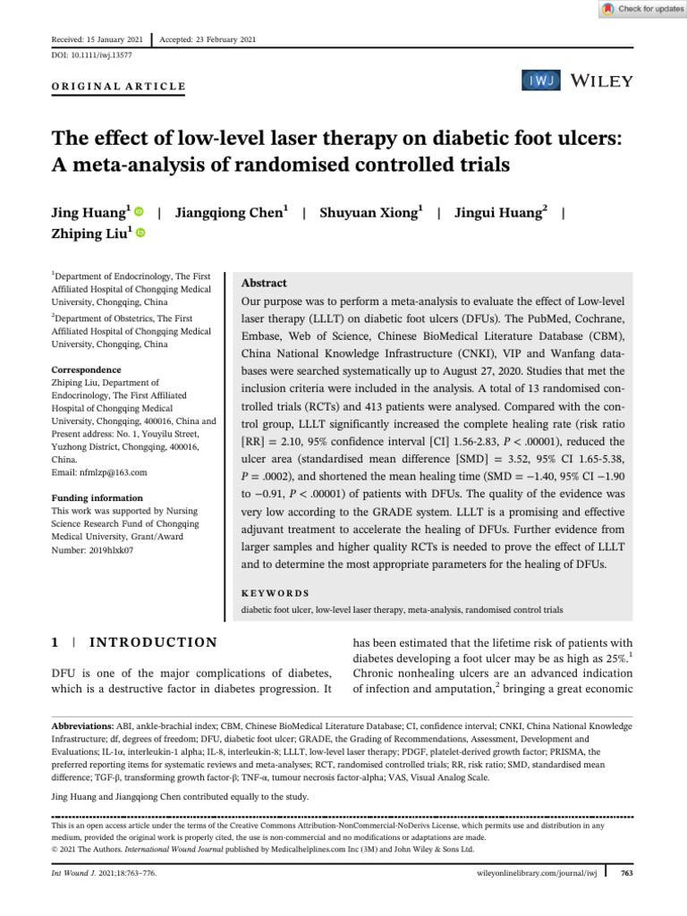 International Wound Journal - 2021 - Huang - The Effect of Low Level ...