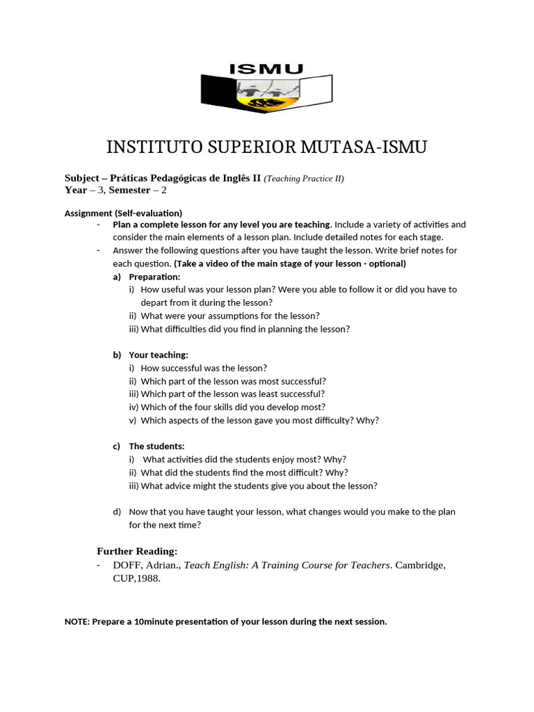 Assignment I - Teaching Practice 2 | PDF