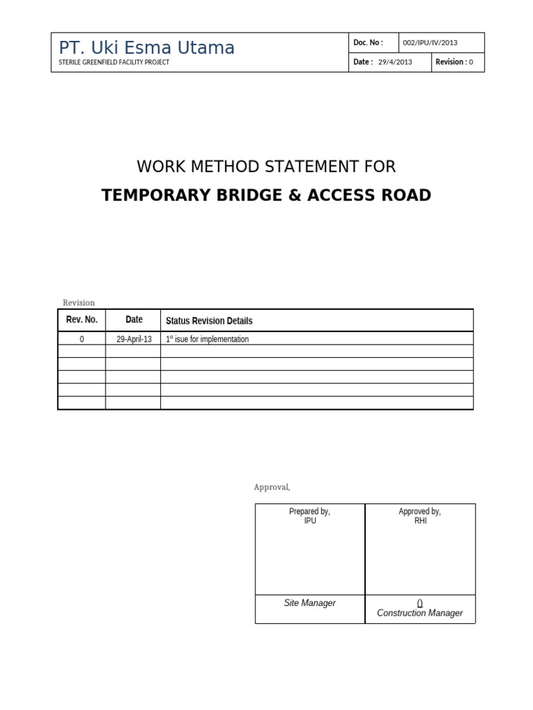 002. Temporary Bridge & Access Road Method | PDF