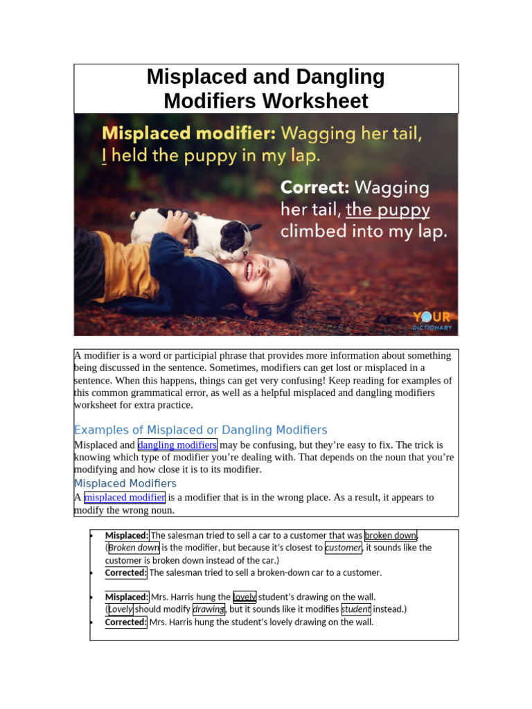 Misplaced and Dangling Modifiers | PDF